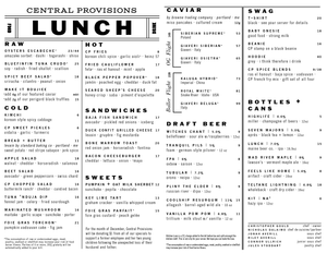 Menus — Central Provisions