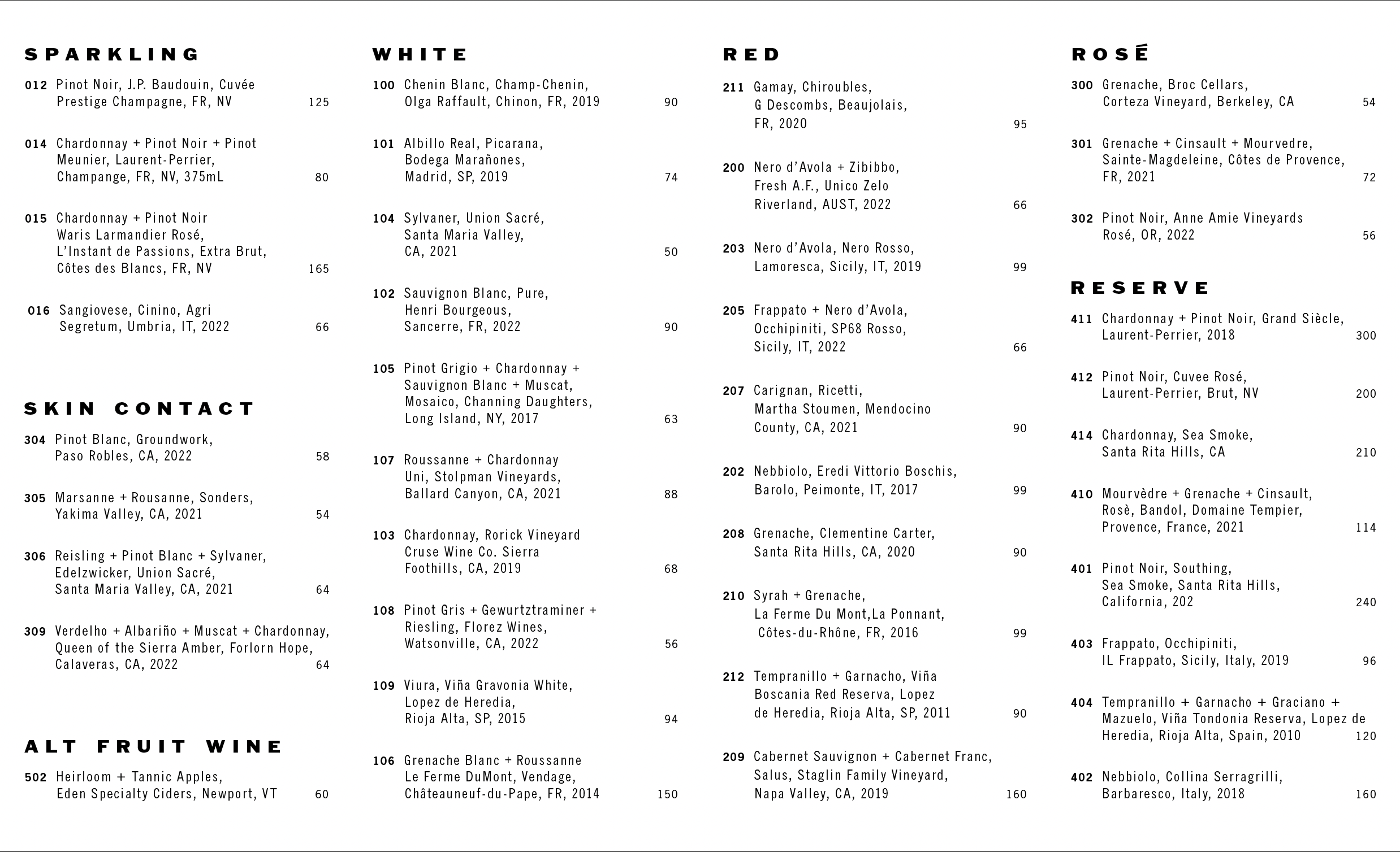 Menus — Central Provisions