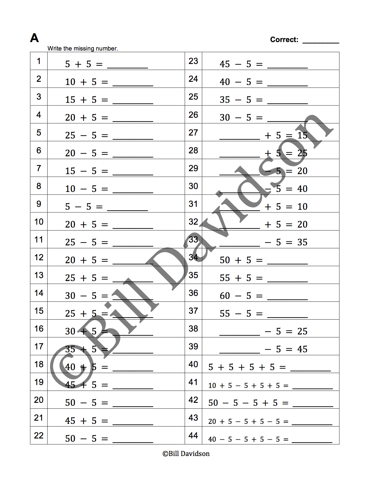Add Subtract By 5 The Davidson Group