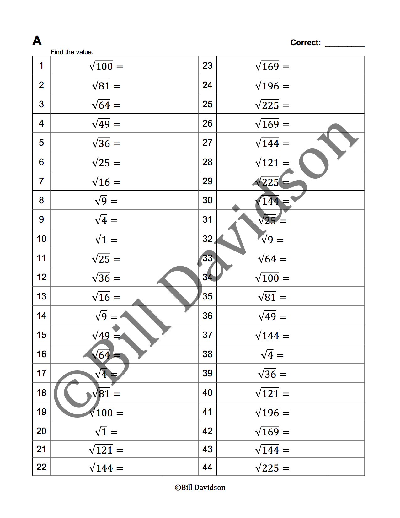 Square & Cube Roots — The Davidson Group