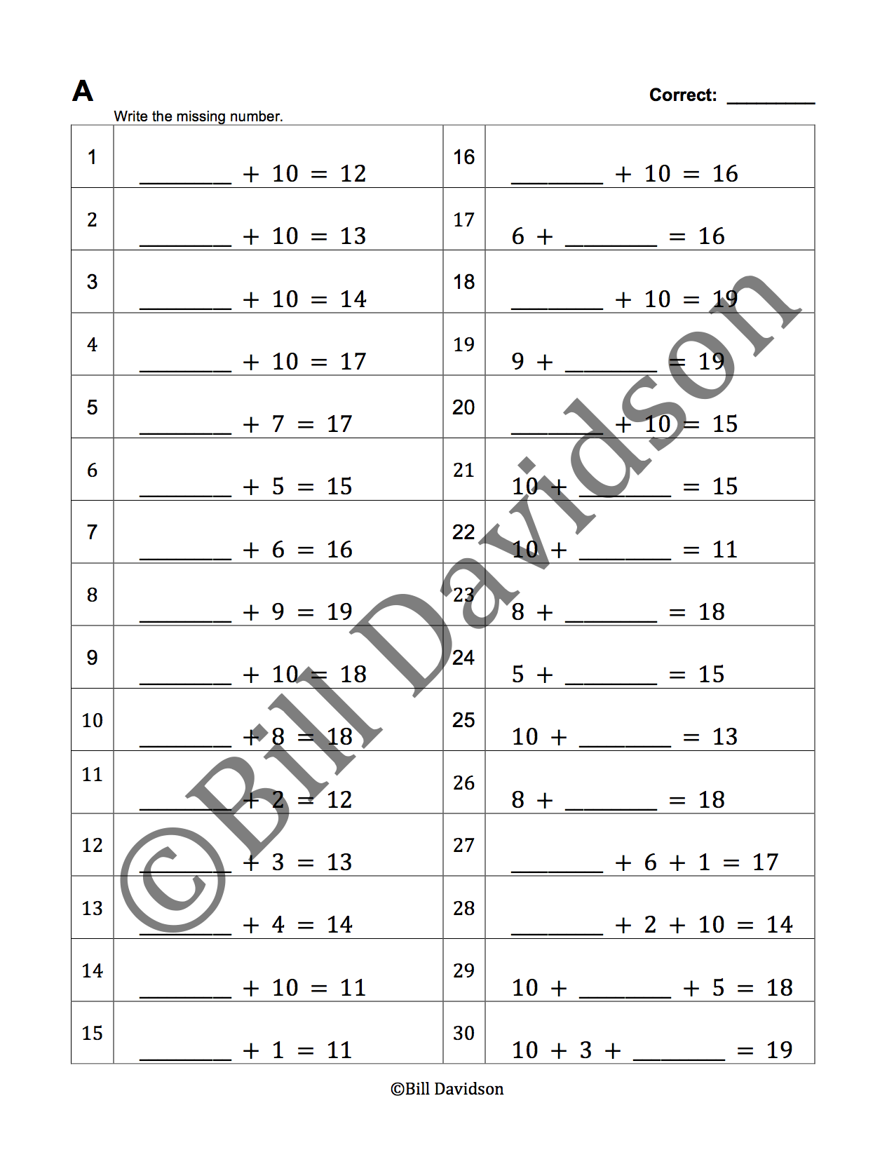 Add to make teen numbers (2) — The Davidson Group