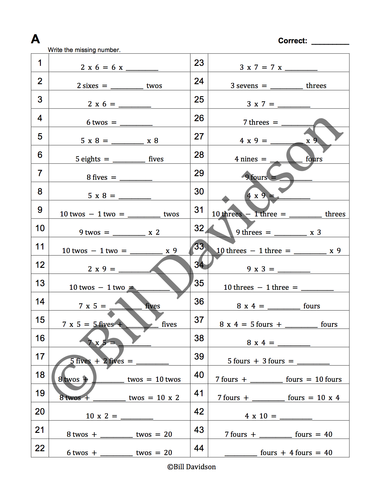 Equivalent multiplic expressions (2) — The Davidson Group
