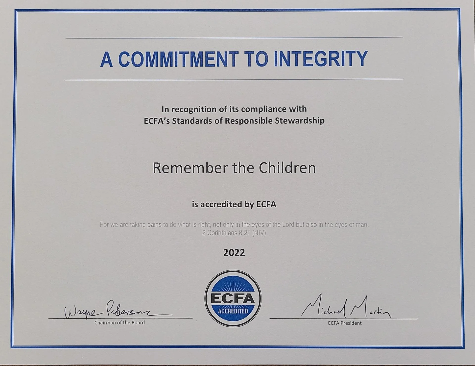 We Want Your Trust — Remember the Children