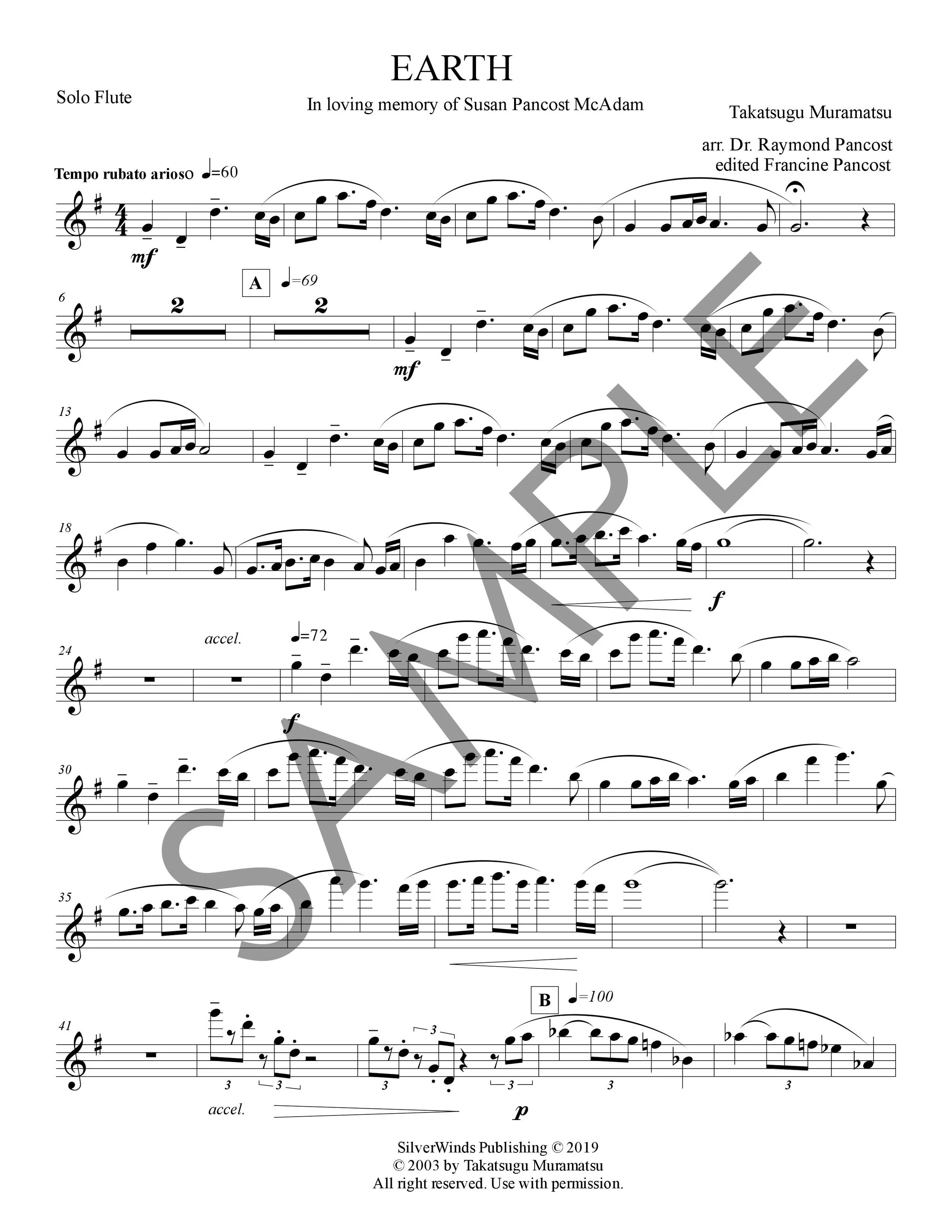 Earth by Takatsugu Muramatsu for solo flute and flute ensemble arr. by ...