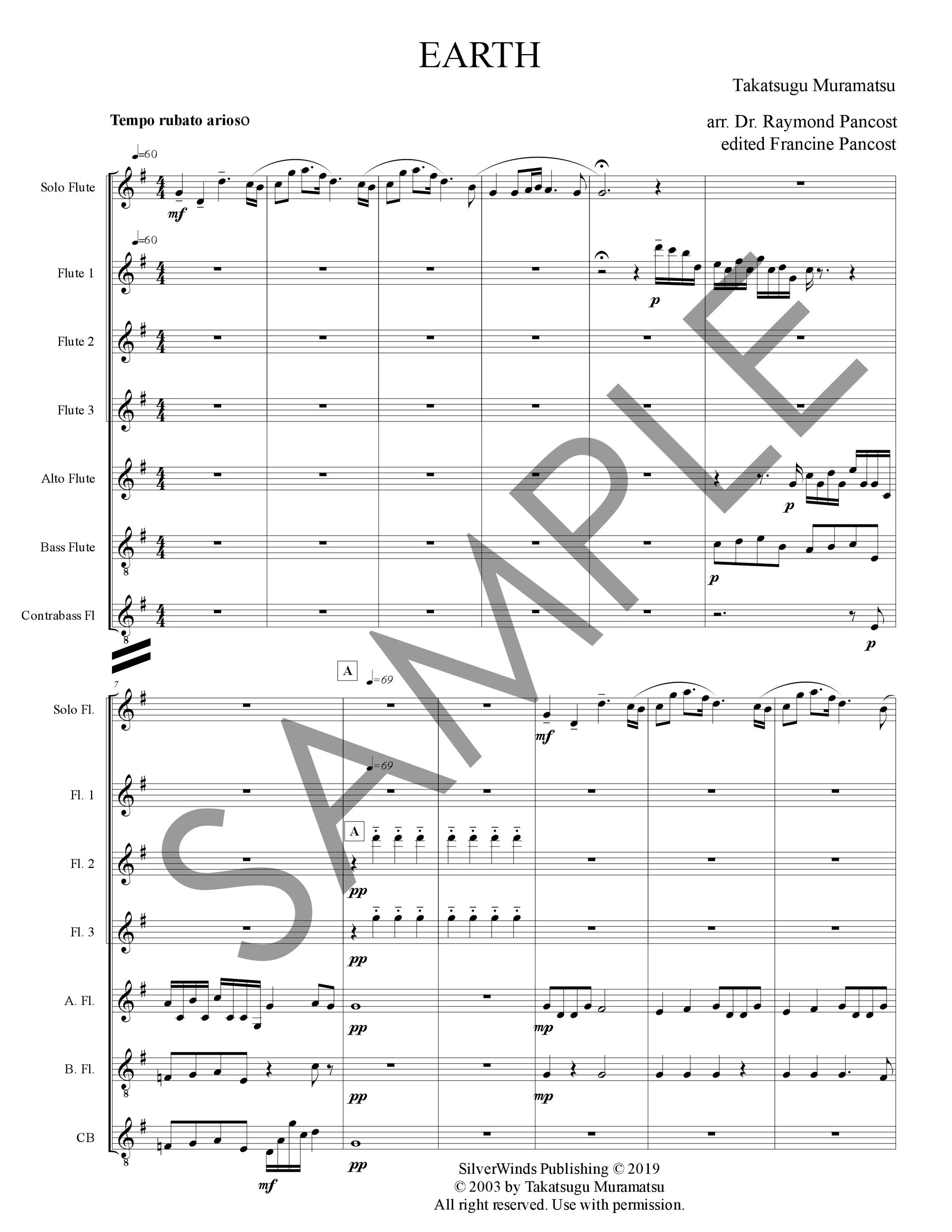 Earth by Takatsugu Muramatsu for solo flute and flute ensemble arr. by ...