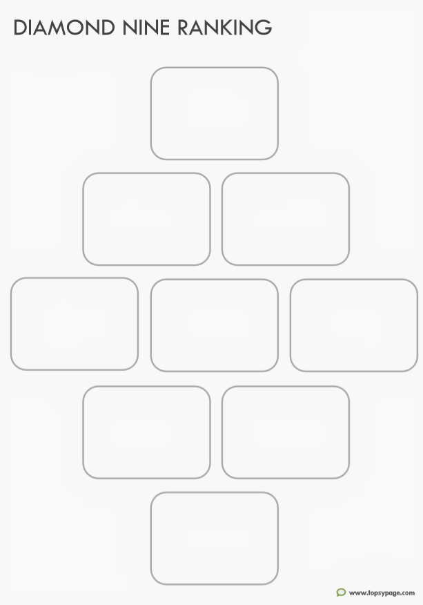 Printable Diamond 9 Template Printable Diamond 9 Template