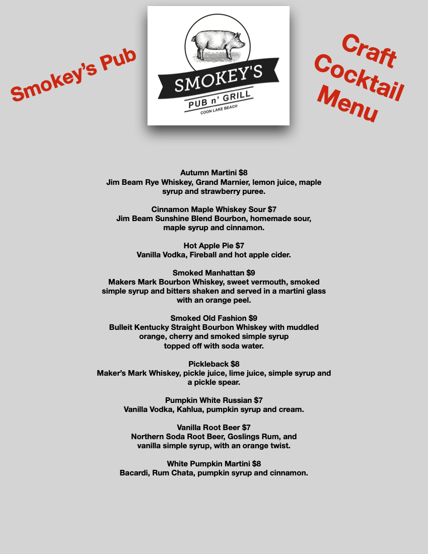 Eat - Drink - Takeout — Smokey's Pub N' Grill
