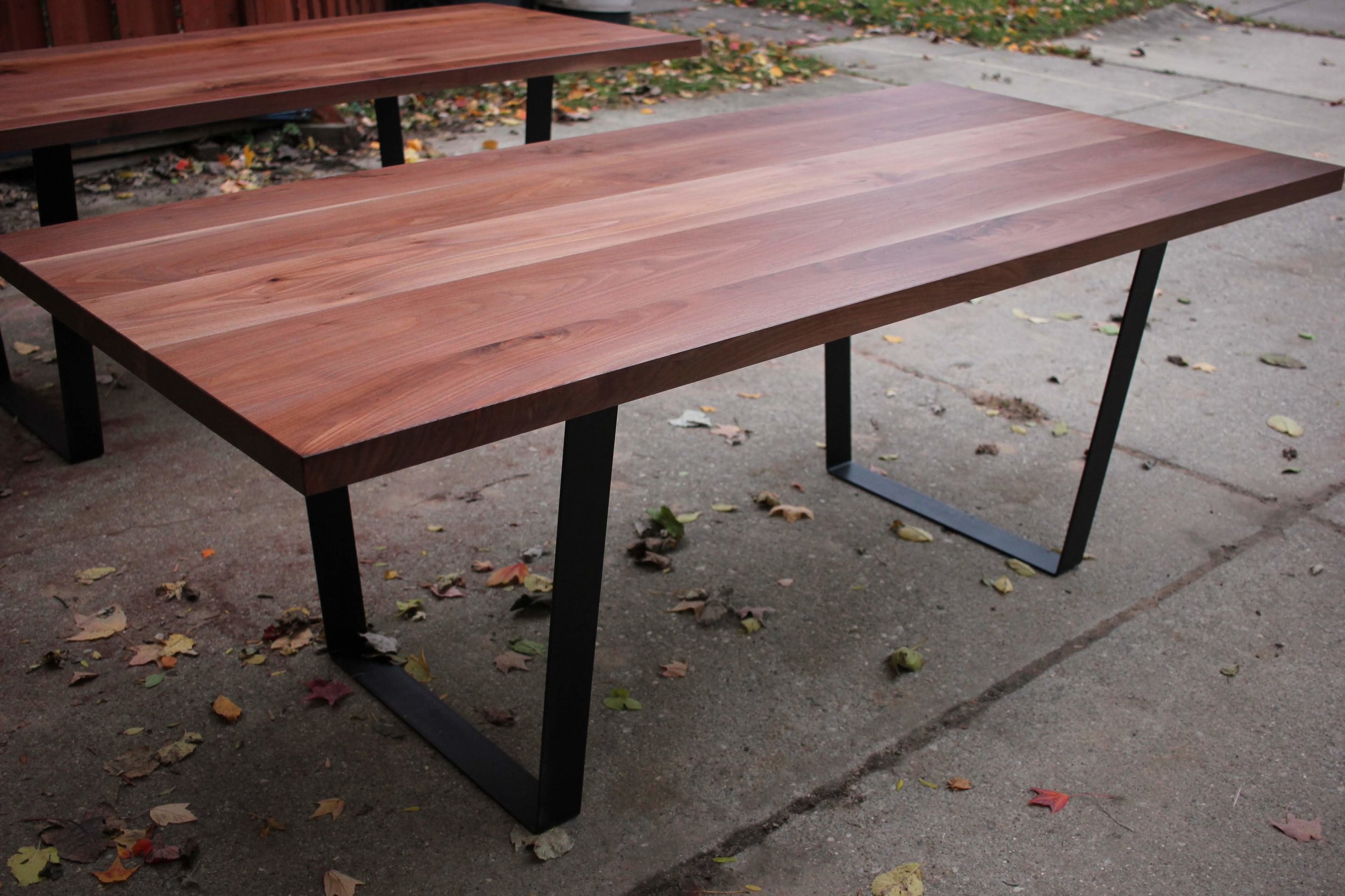 Black Walnut Dining Table with Trapezoid Legs — Broadleaf Studio