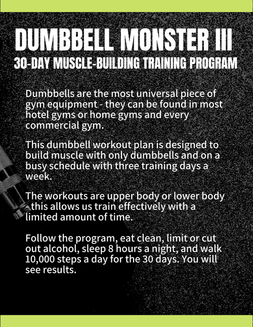 Dumbbell Monster III: 30-Day Dumbbell Workout Plan - Fittest Travel