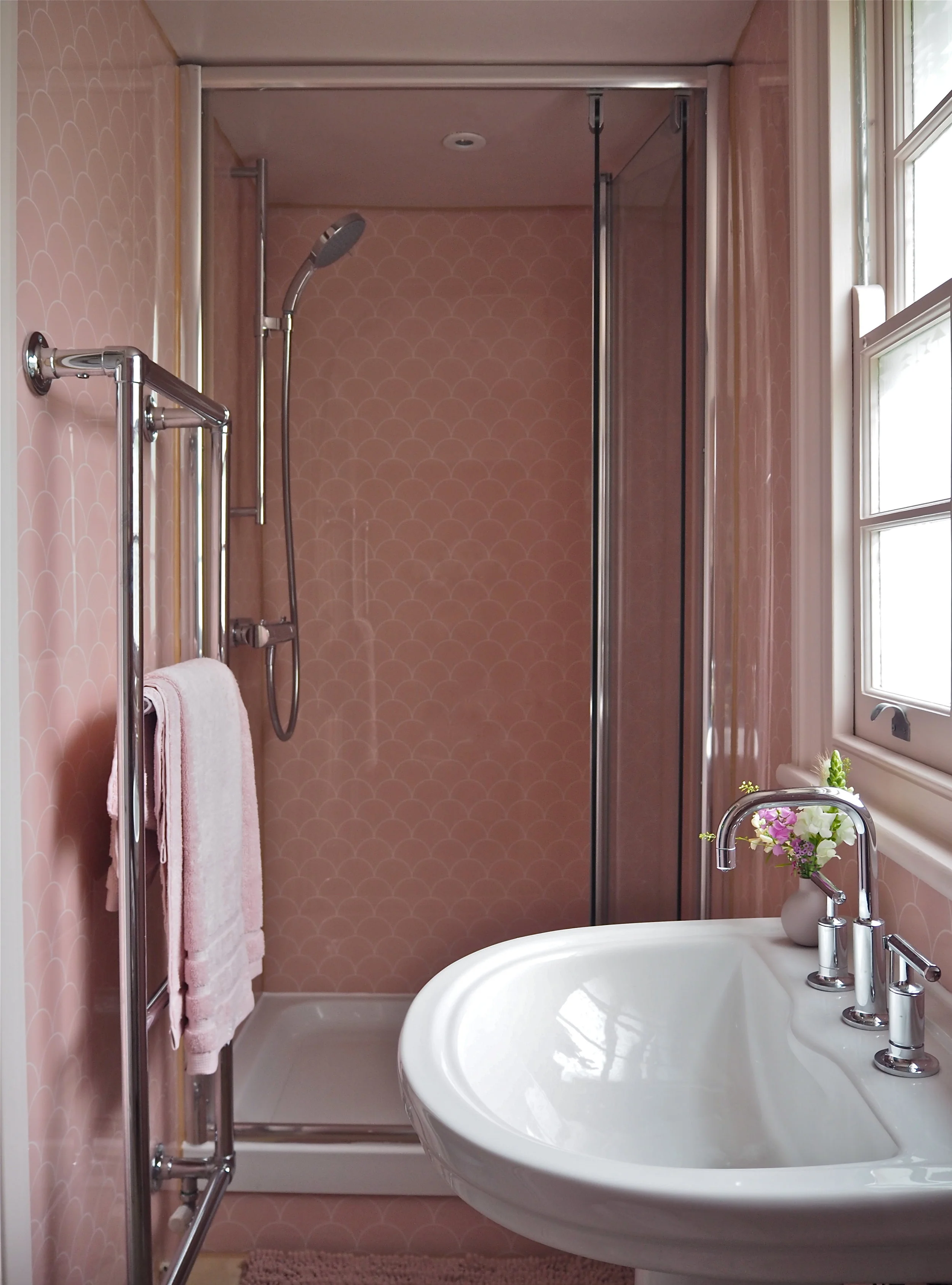 Scalloped Pink Showerwall Panel En-Suite Reveal!! — MELANIE LISSACK ...