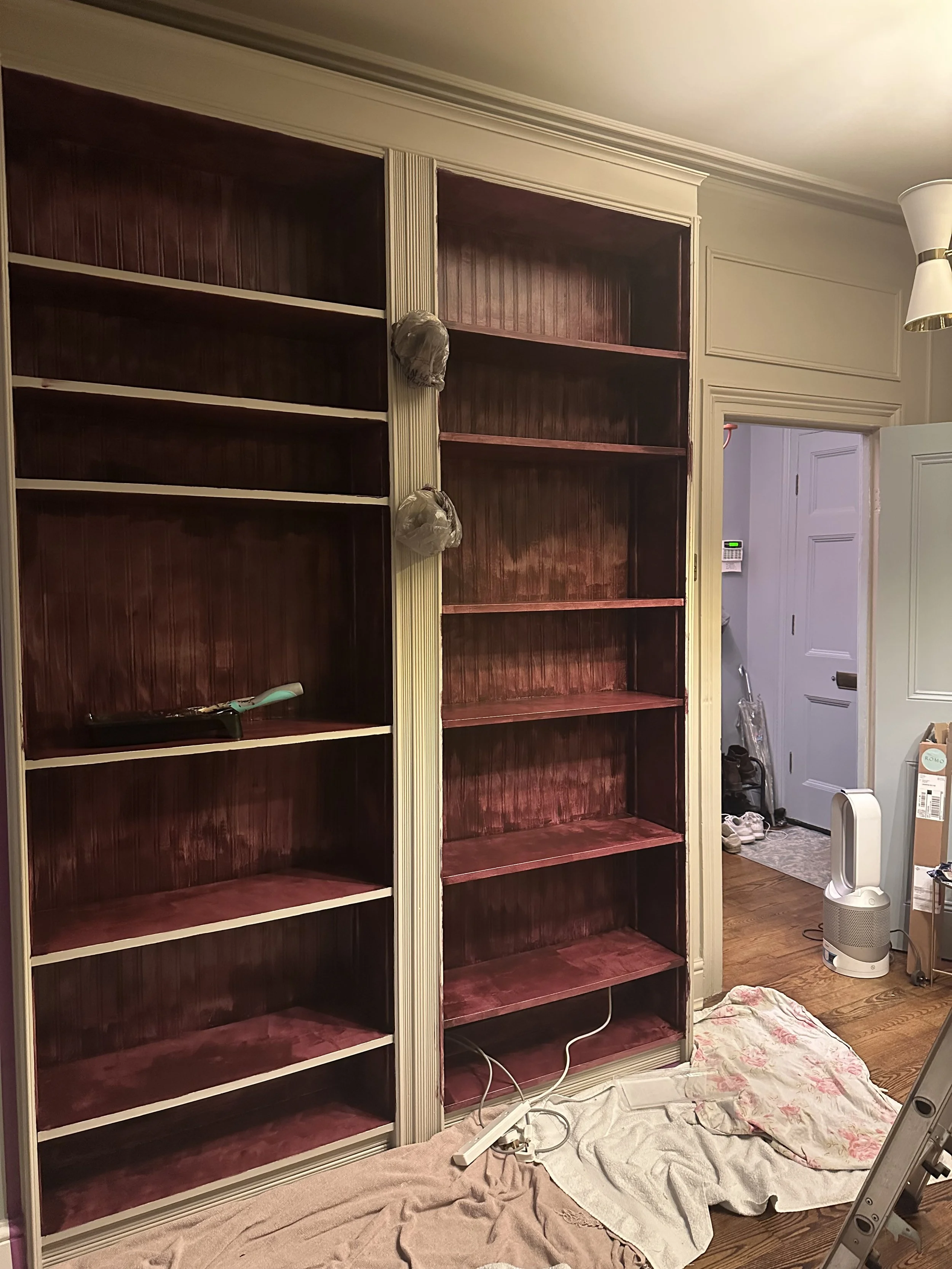 Before & After: Painting The Back Of My DIY IKEA Built-In Bookcase ...