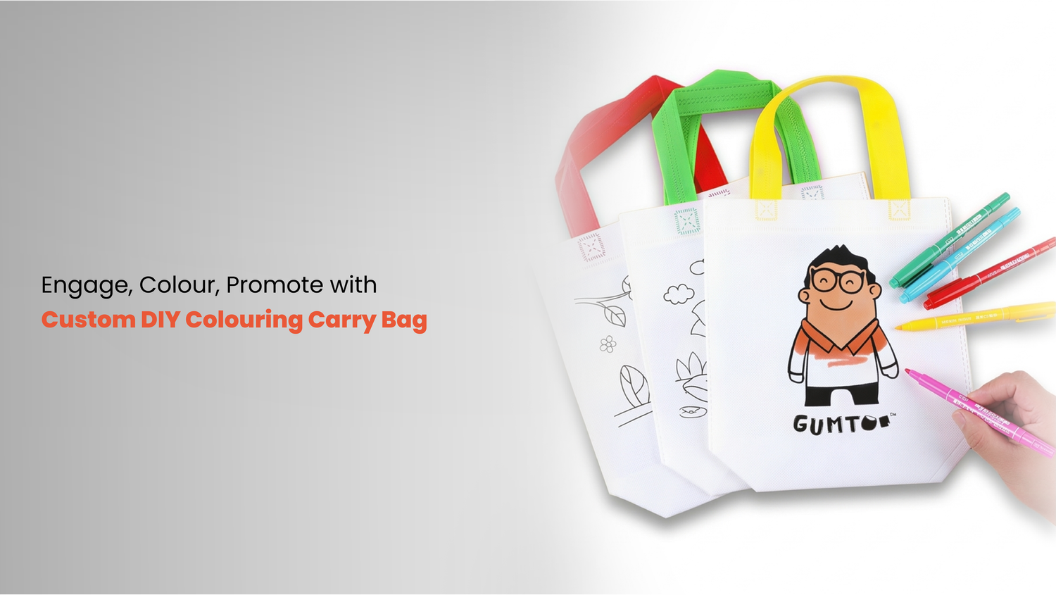 Custom DIY Colouring Carry Bag | Colouring Shopping Bags | Gumtoo