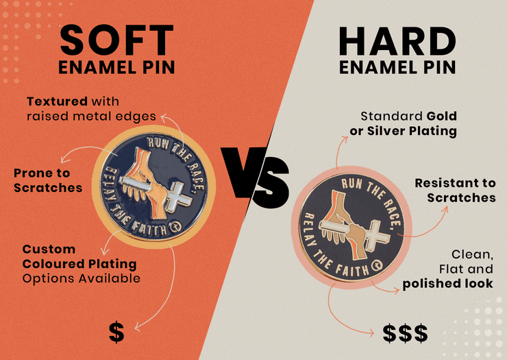 Difference between Hard Enamel Pins and Soft Enamel Pins | Gumtoo