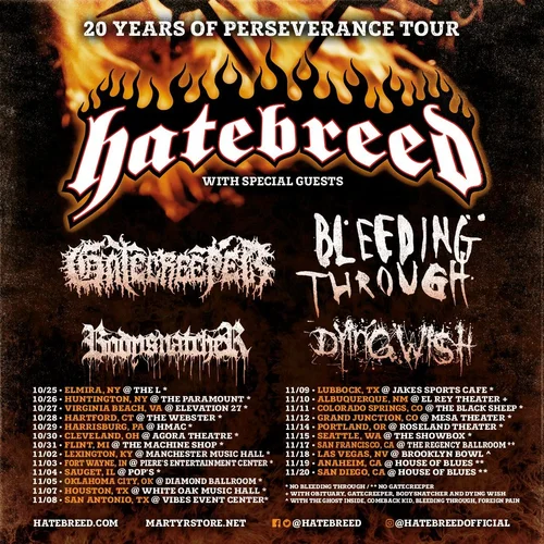 HATEBREED ANNOUNCE ADDITIONAL DATES FOR "20 YEARS OF PERSEVERANCE" TOUR ...
