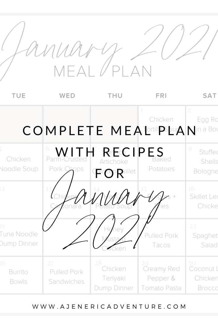 MEAL PLAN: January 2021 | Simple Modest Mom