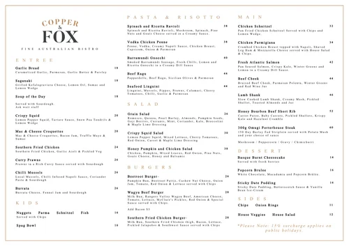 Copper & Fox | Menu — Copper & Fox