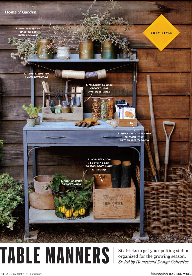 Stefani's potting table, styled by Alethea, demonstrates organizational ...
