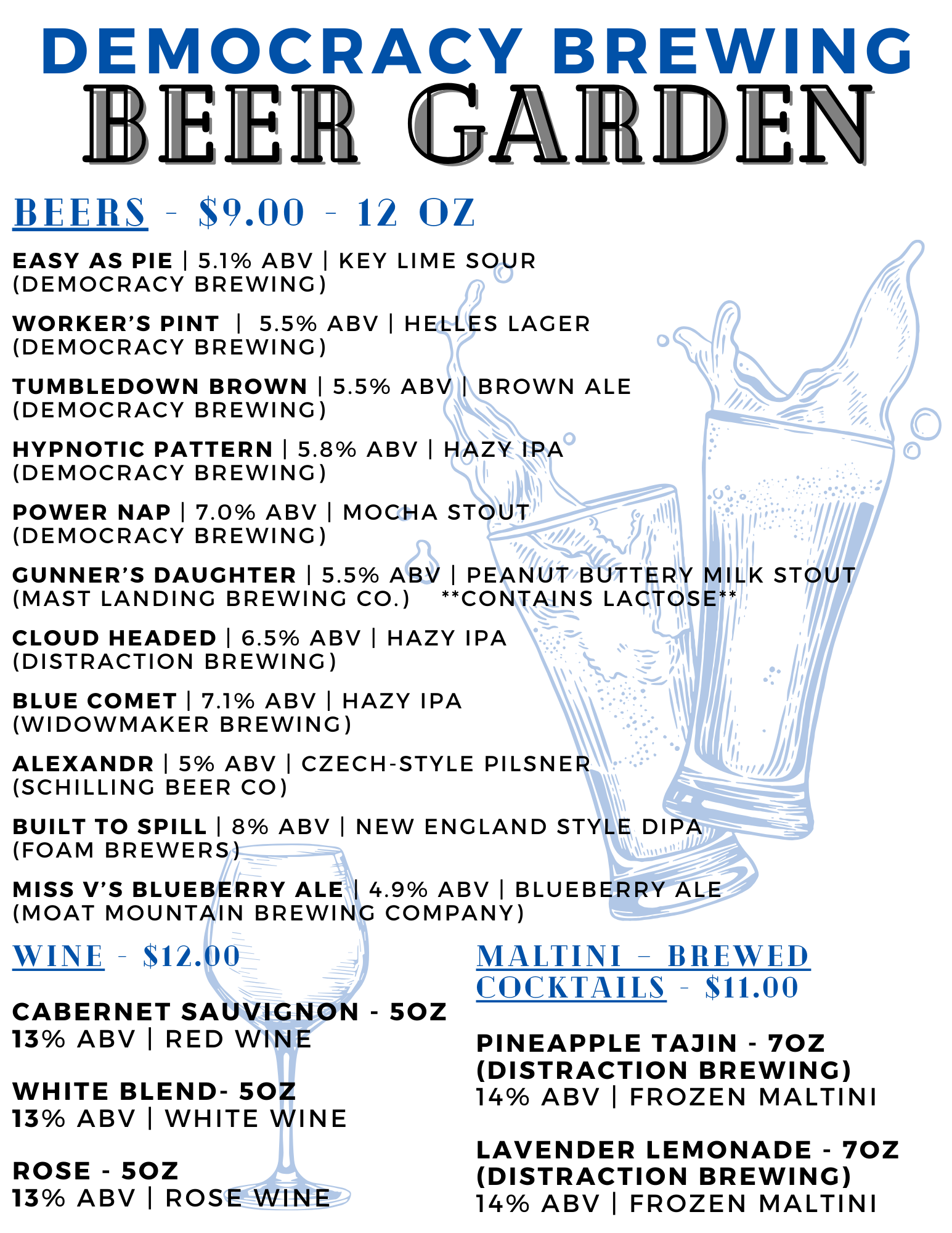 Democracy Brewing Downtown Menu — Democracy Brewing