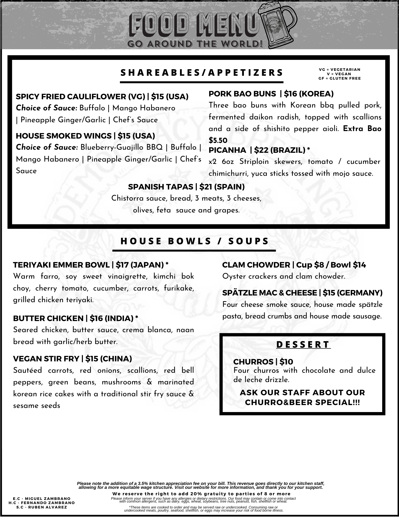 Democracy Brewing Downtown Menu — Democracy Brewing
