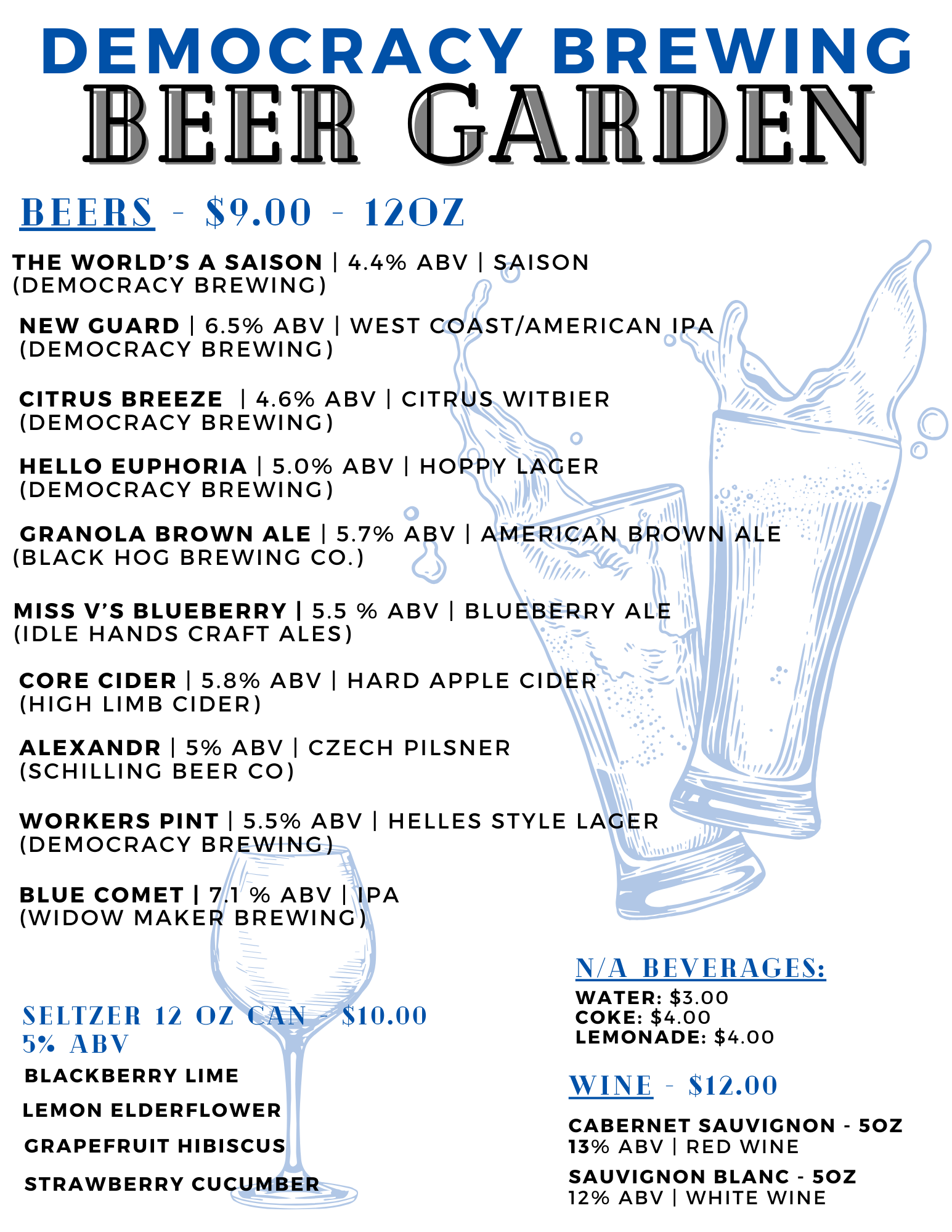 Democracy Brewing Downtown Menu — Democracy Brewing