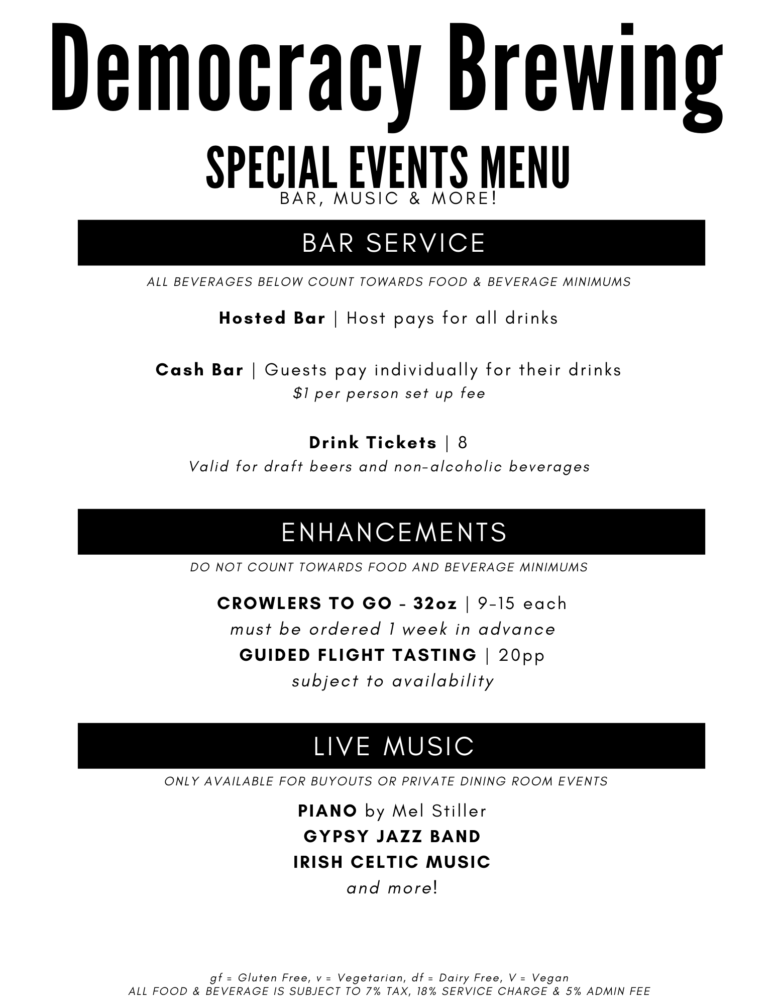 Menu — Democracy Brewing