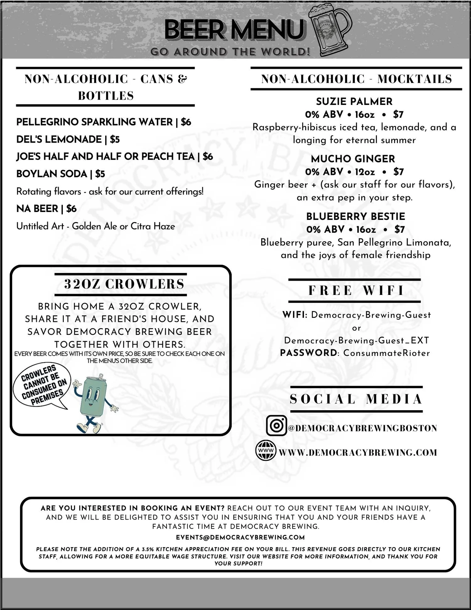 Democracy Brewing Downtown Menu and Information — Democracy Brewing