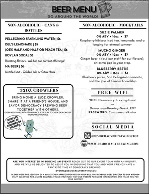 Democracy Brewing Downtown Menu and Information — Democracy Brewing