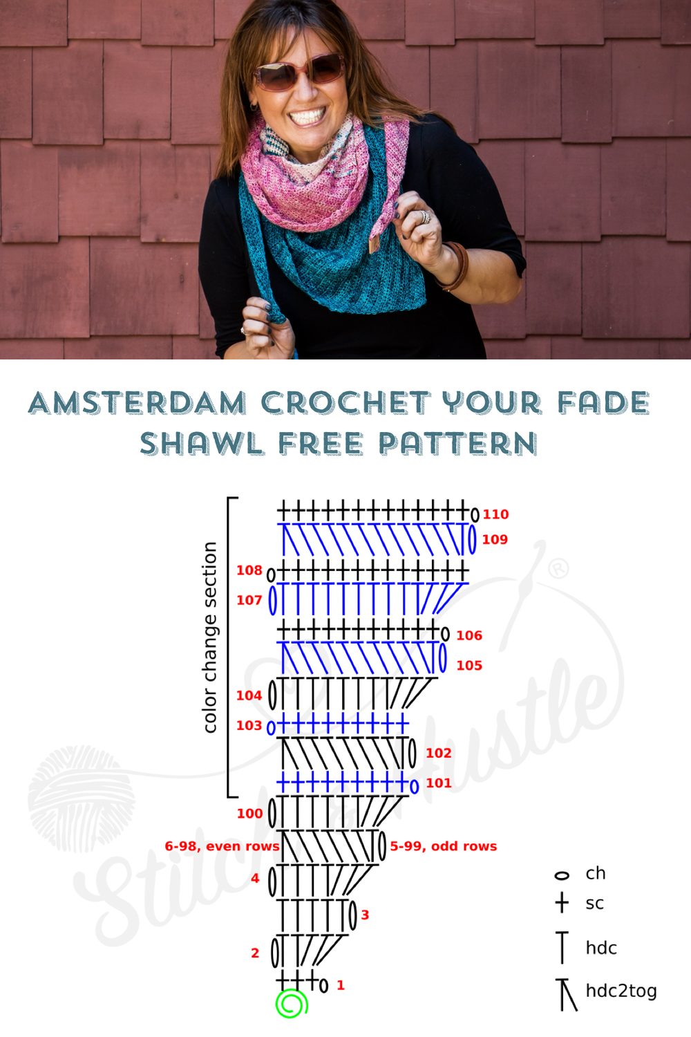 Amsterdam Crochet Your Fade Shawl Free Pattern — Stitch & Hustle