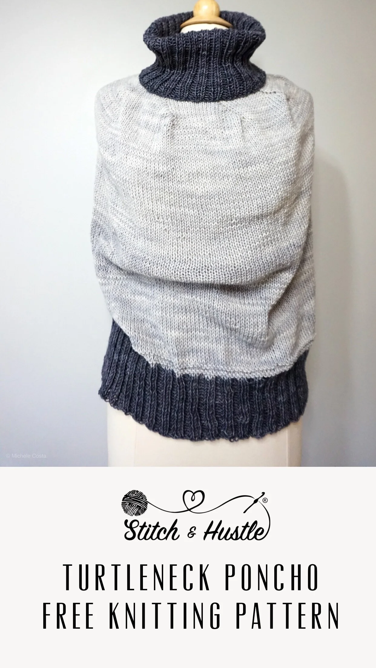 Turtleneck Poncho Beginner Free Knitting Pattern — Stitch & Hustle