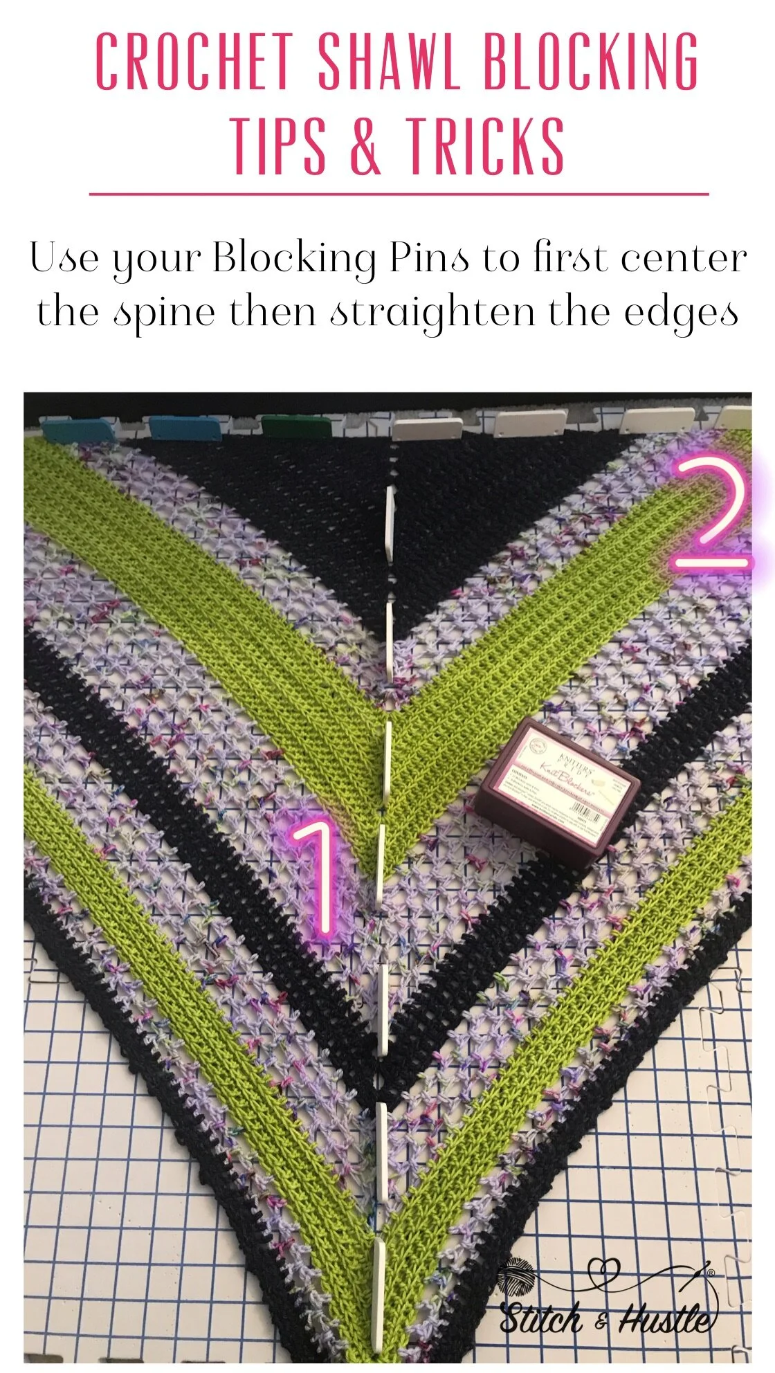 Crochet Shawl Blocking Tips & Tutorial — Stitch & Hustle