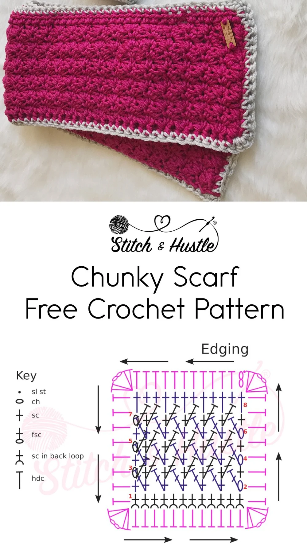 Two Tone Crochet Scarf Pattern