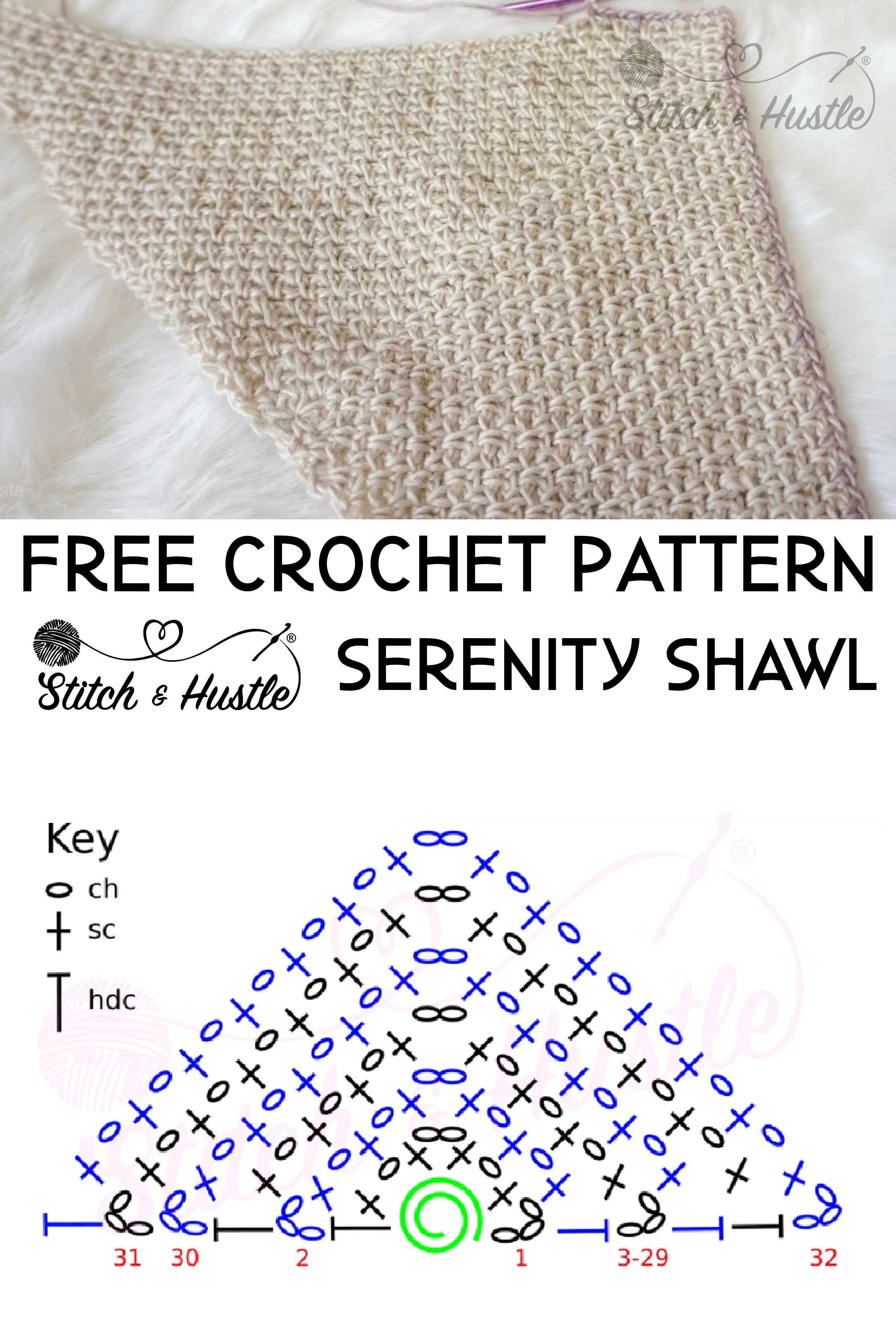 Serenity Triangle Shawl Free Crochet Pattern — Stitch & Hustle