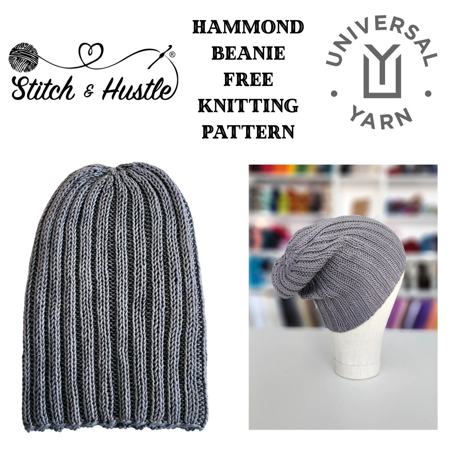 The Hammond Ribbed Texture Beanie Free Knitting Pattern — Stitch & Hustle