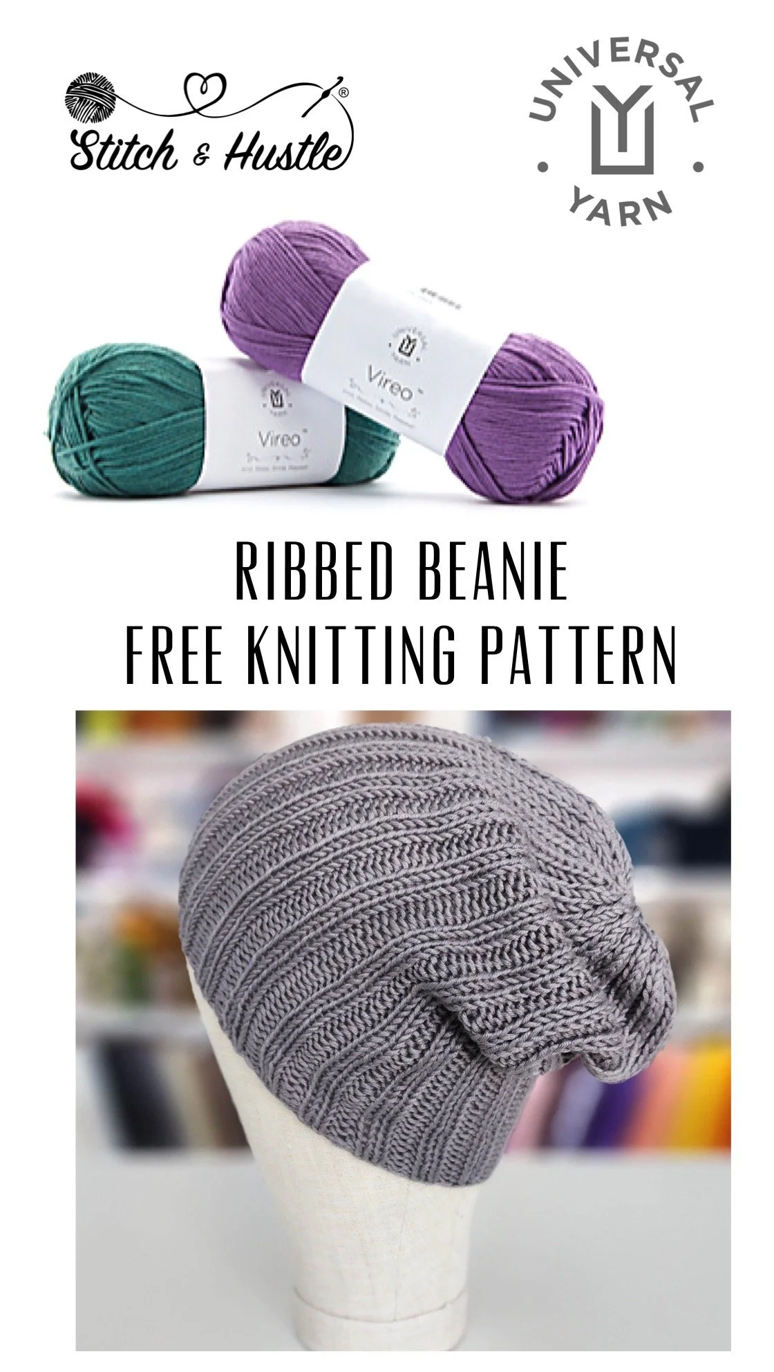 The Hammond Ribbed Texture Beanie Free Knitting Pattern — Stitch & Hustle