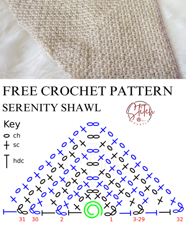 Serenity Triangle Shawl Free Crochet Pattern — Stitch & Hustle