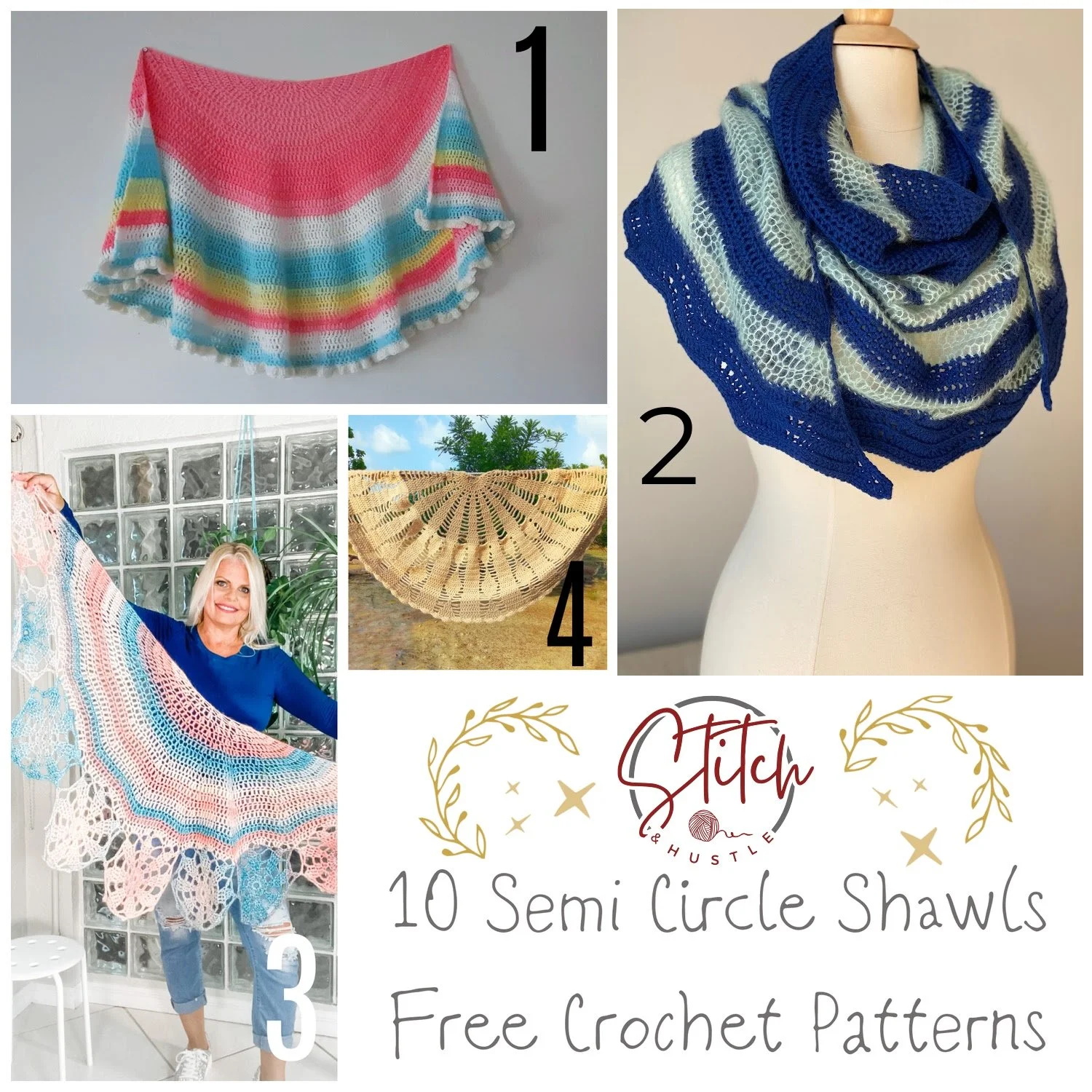 Super Fun Free Crescent Semi-Circle Crochet Shawl Patterns — Stitch & Hustle