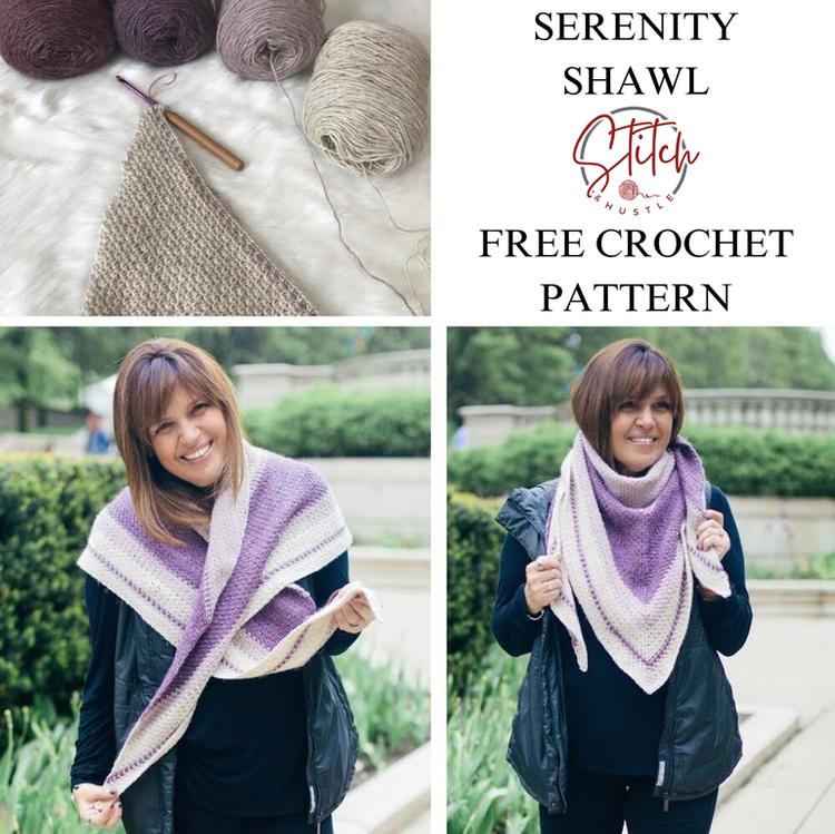 Serenity Triangle Shawl Free Crochet Pattern — Stitch & Hustle