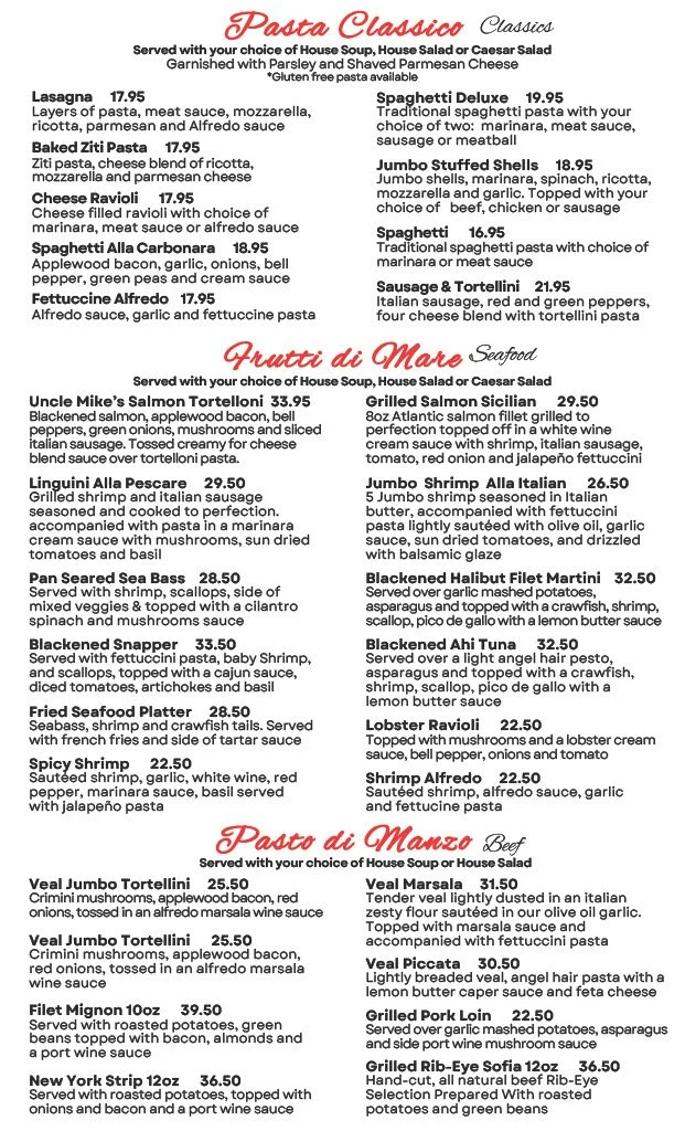 Menus — Sofia’s Italiano