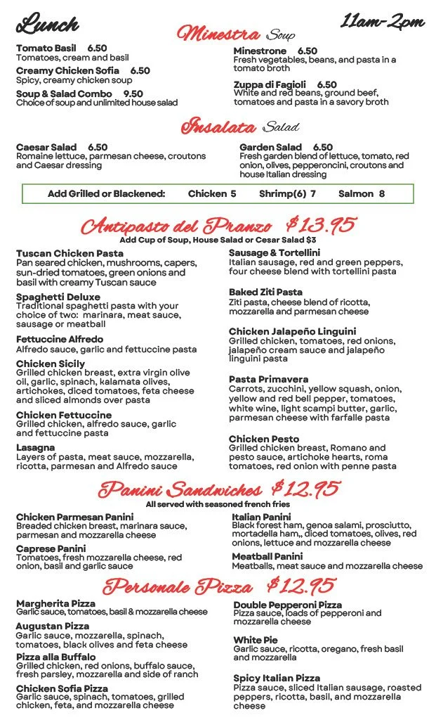 Menus — Sofia’s Italiano