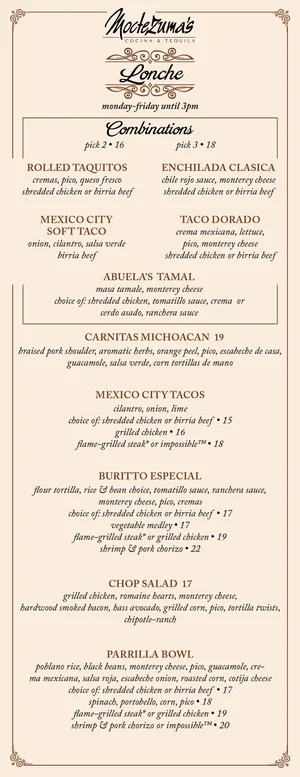 southcenter Tequila Bar Menu — Moctezuma's Mexican Restaurant and ...