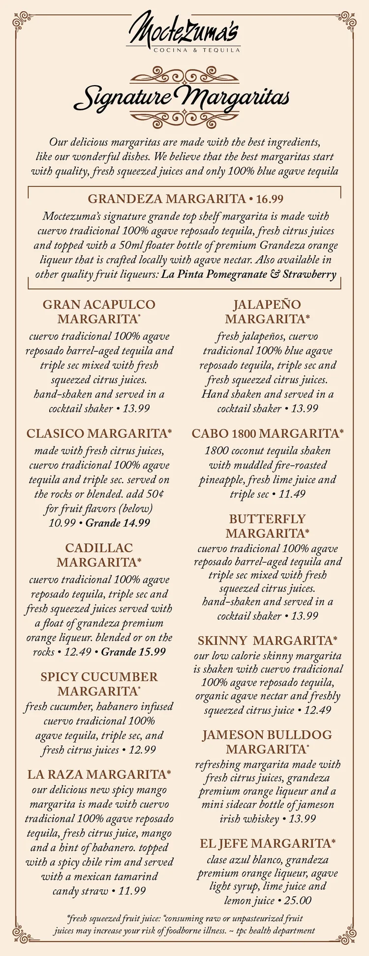 southcenter Tequila Bar Menu — Moctezuma's Mexican Restaurant and ...
