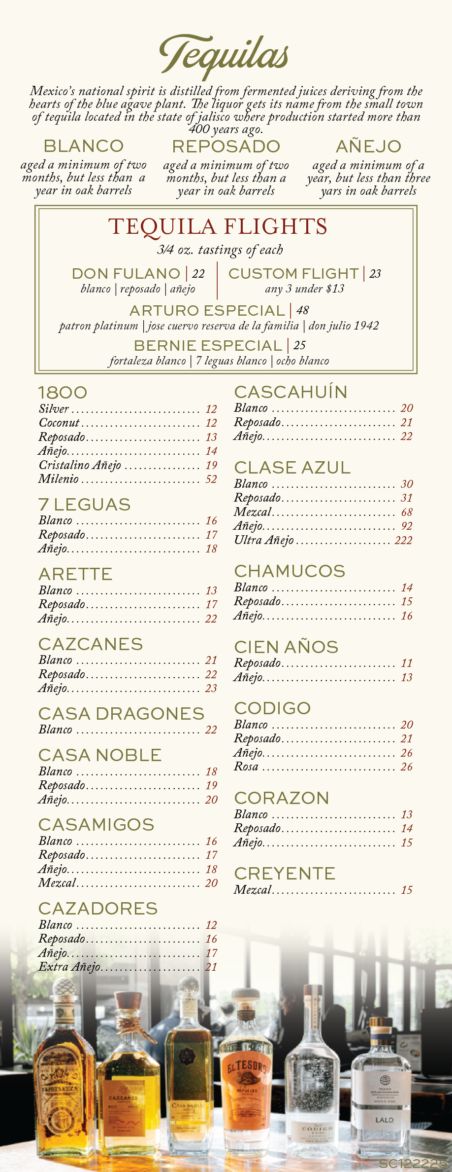 southcenter Tequila Bar Menu | Moctezuma's