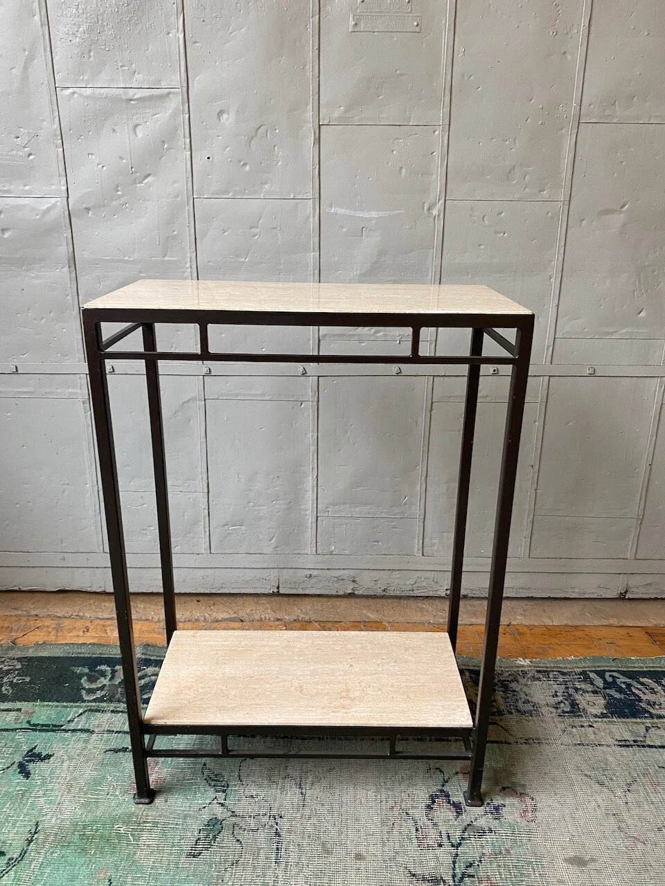 Marcelo Console Table with Travertine Shelves (IMT501) — 145 Antiques