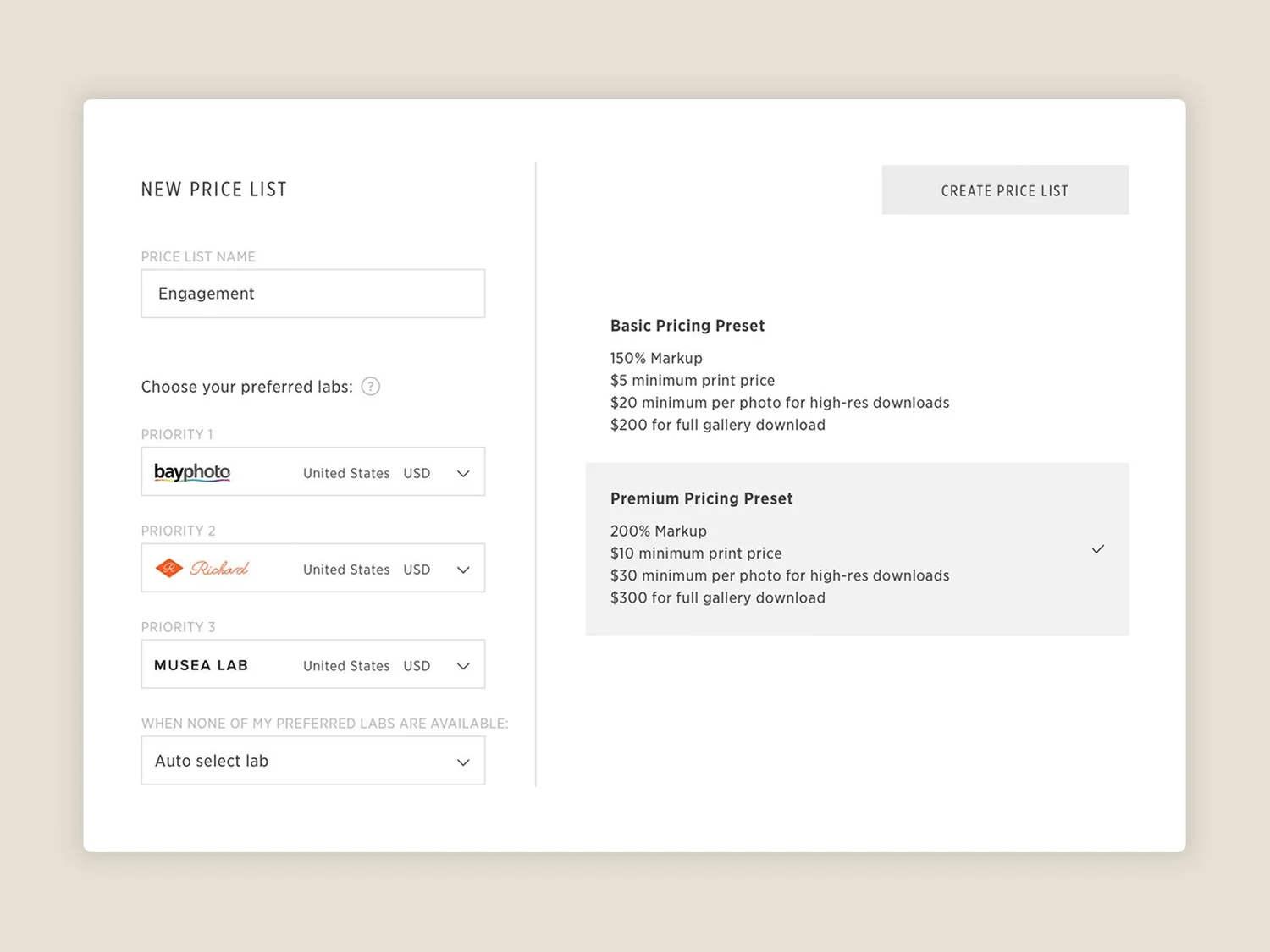 How to Use Pricing Presets — Pic-Time Blog