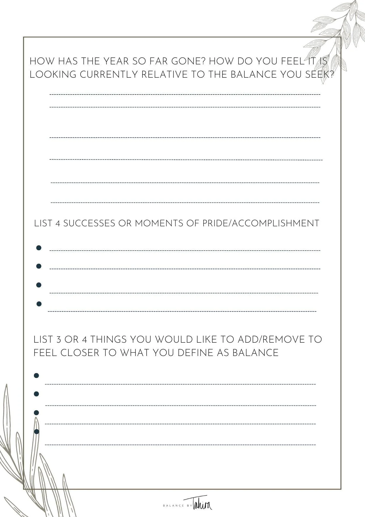 Spring Reflection Worksheet — Beauty By Tahira