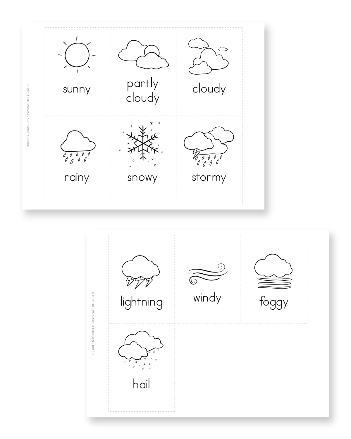 Weather Flashcards Preschool “Let’s Go To The Zoo”