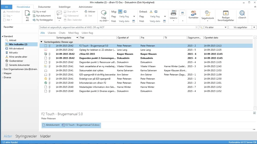 Velkommen til F2 Version 5 — cBrain