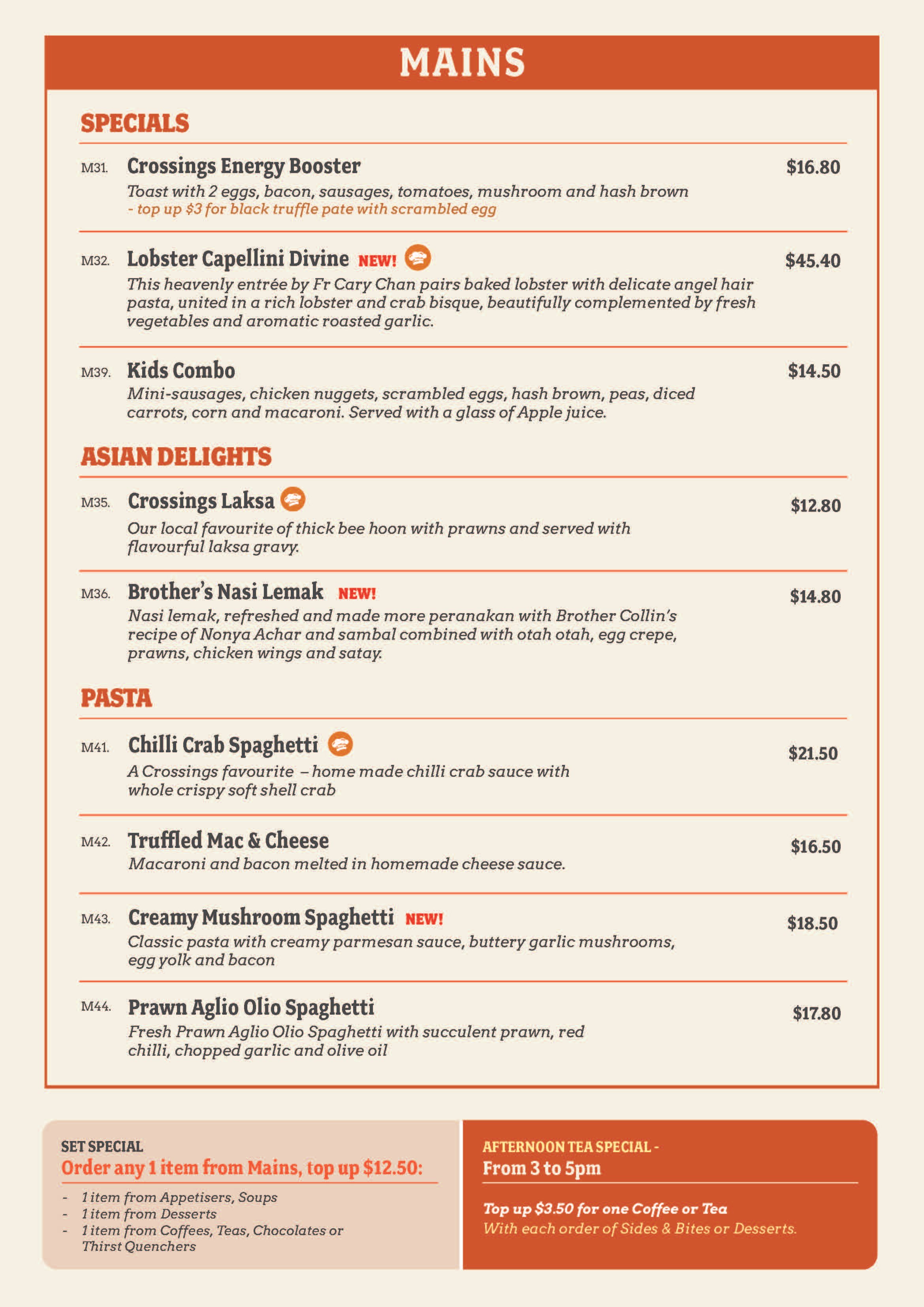Dine-in Menu — Crossings Café