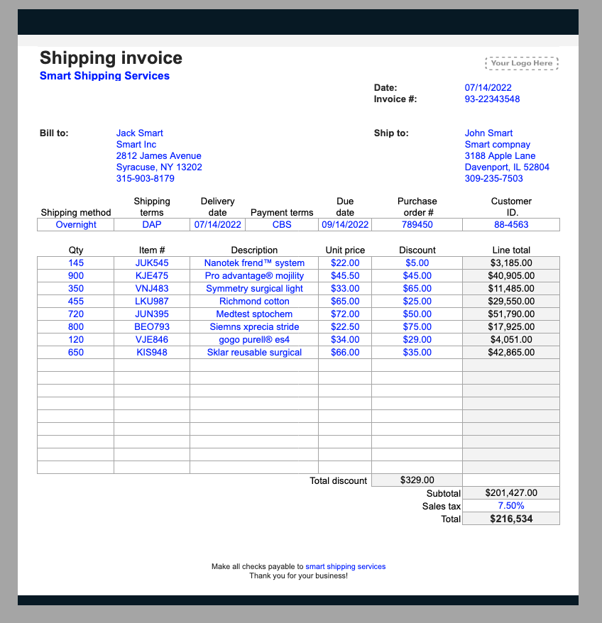 Invoice Spreadsheet Templates in Microsoft Excel or Google Sheets — You ...