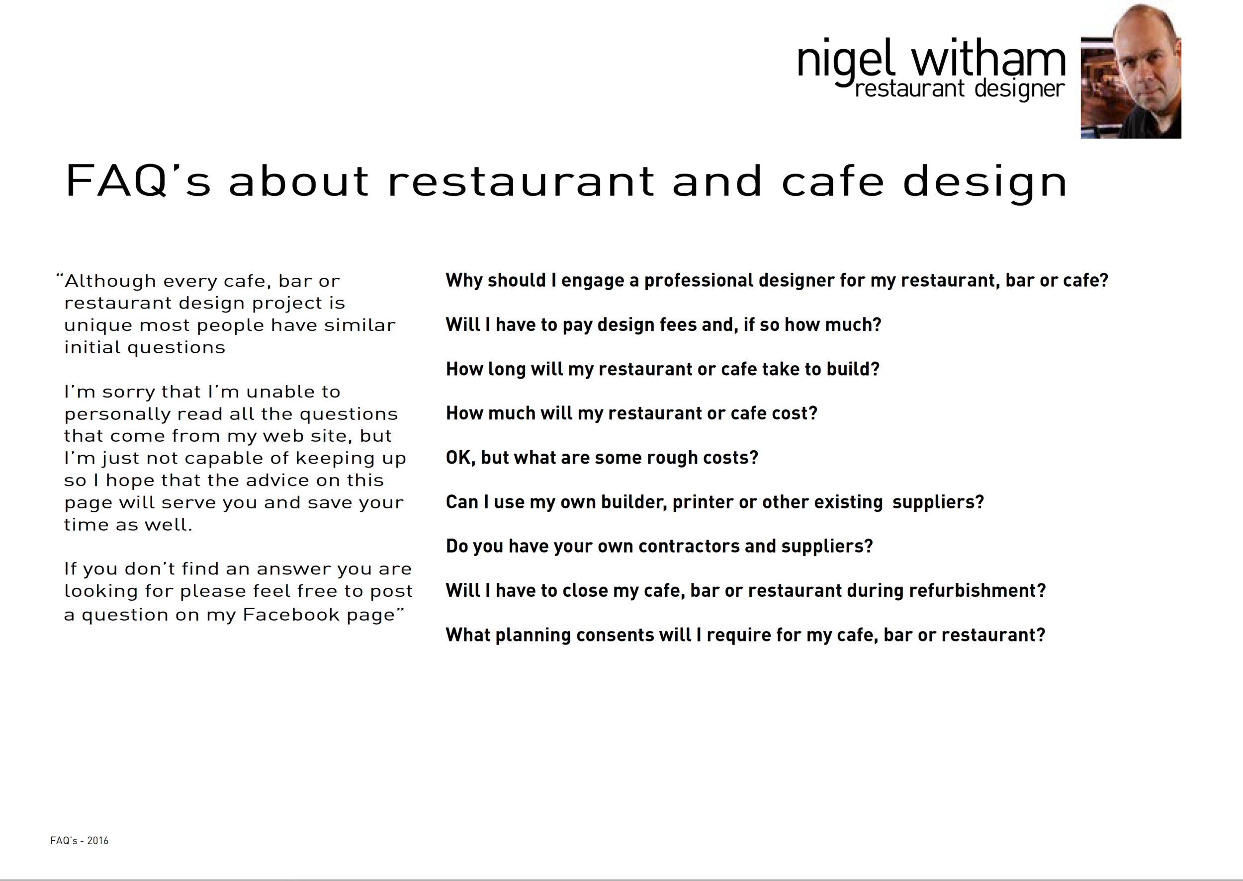free help — nigel witham international restaurant designer